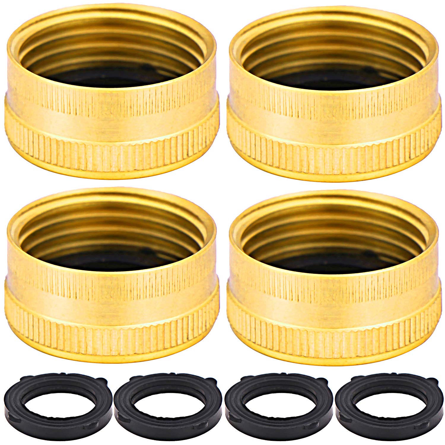 Xgood 4 Pack Brass Hose Cap 3/4 Inch Female Thread Brass Hose Cap Hose ...