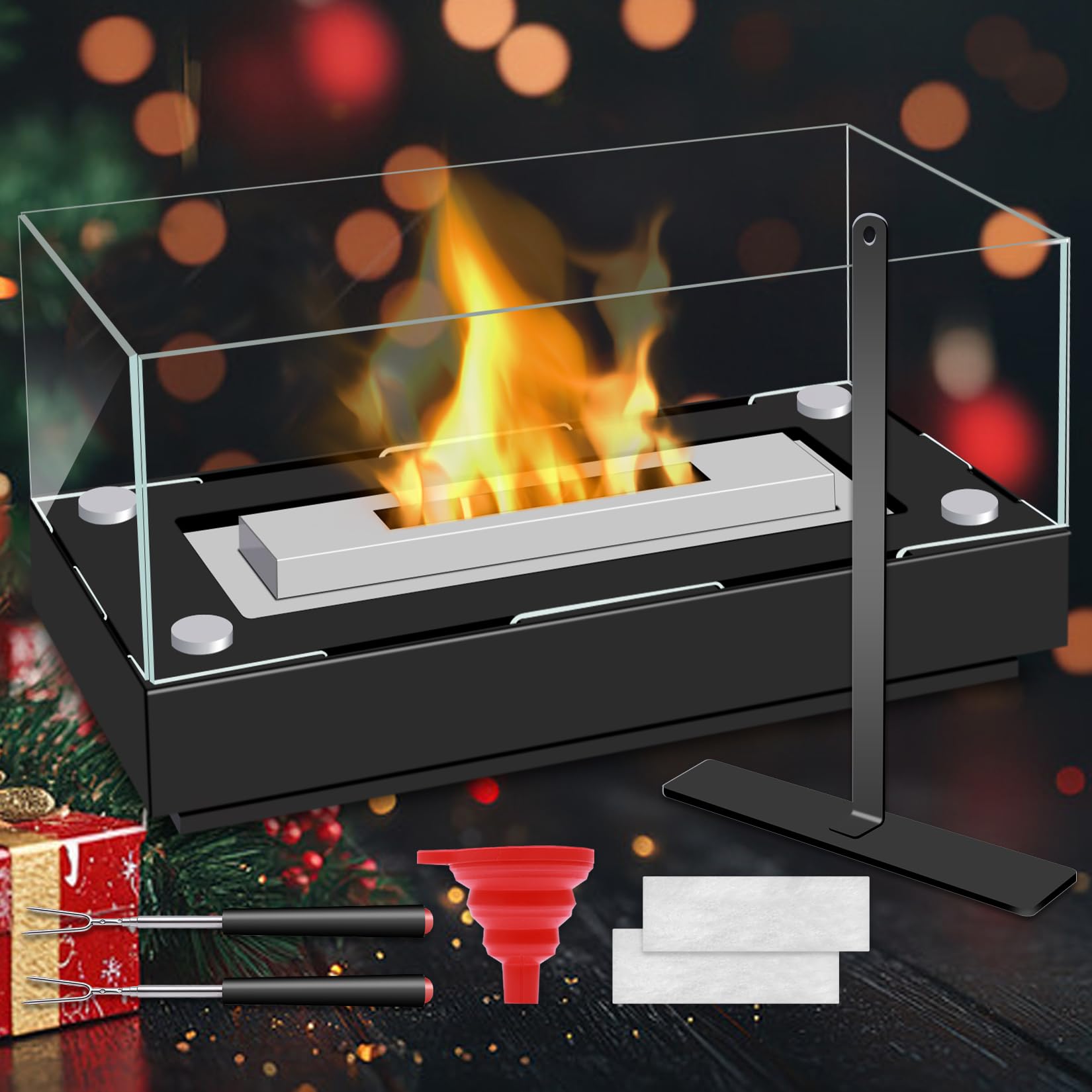 Tabletop Fire Pit, Small Table Fireplace Steel FirePit with 4 Side ...