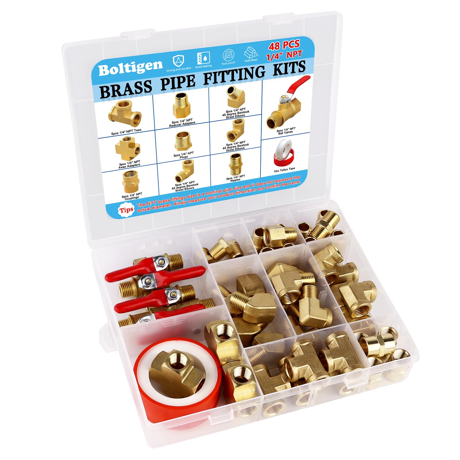 Boltigen 48PCS Brass Fittings,air fitting kits? 1/4" NTP fittings ...