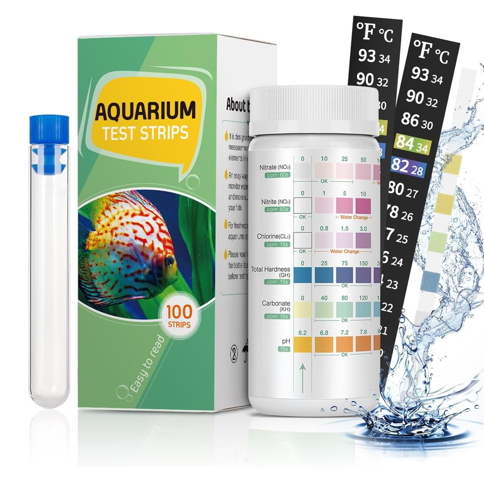 Mua 6 in 1 Aquarium Test Strips, 100 Strips Fish Tank Testing Strips ...