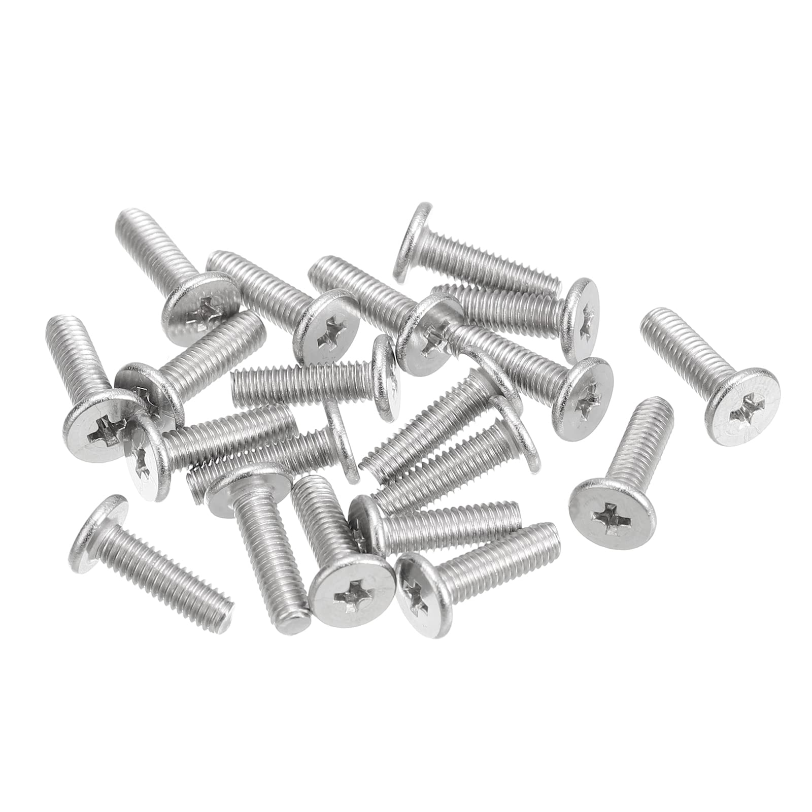 uxcell M3-0.5 x 10mm 100Pcs Flat Round Head Screws 304 Stainless Steel Phillips Drive Machine ...