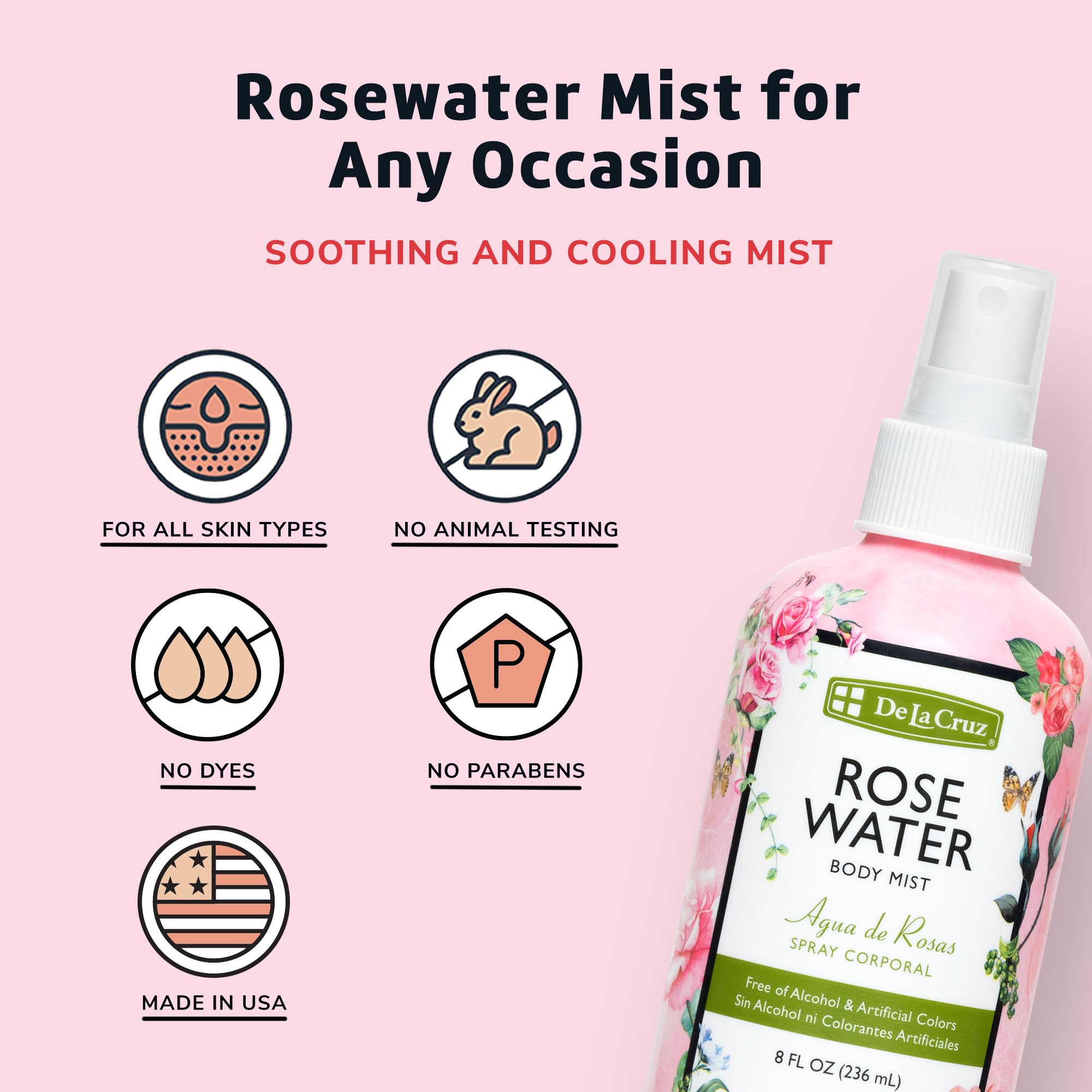 Mua Rose Water Body Mist - Rosewater Spray for Face, Skin and Hair 8 fl ...