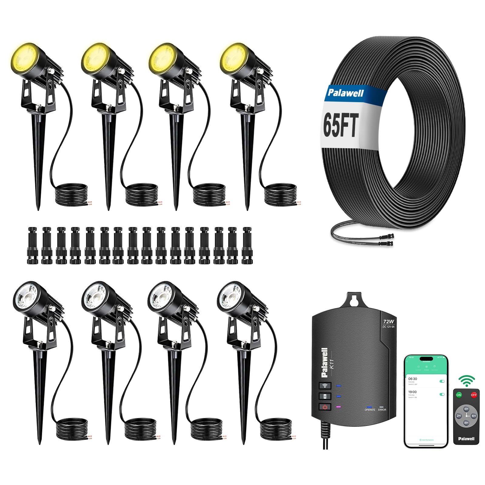 Palawell 8-Pack Smart Landscape Lighting Kit,Low Voltage Outdoor ...