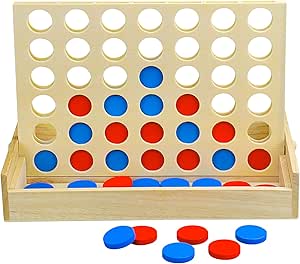 Amazon.com: Arfun 4 in a Row Wooden Connect Board Game, Foldable Line ...