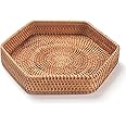 Amazon.com: Hexagon Rattan Serving Tray for Coffee Table Woven Decorative Basket Trays for ...