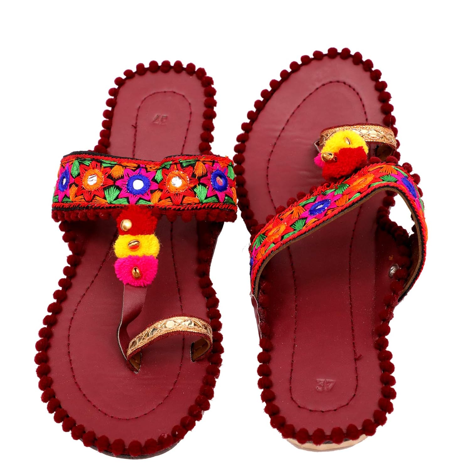Indian Handicraft Synthetic WomenGirl Kolhapuri Slippers/Flat Chappals ...