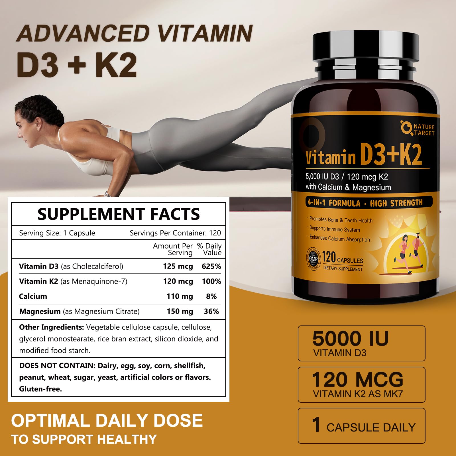 Mua NATURE TARGET Vitamin D3 K2 with Calcium & Magnesium - Max Strength ...