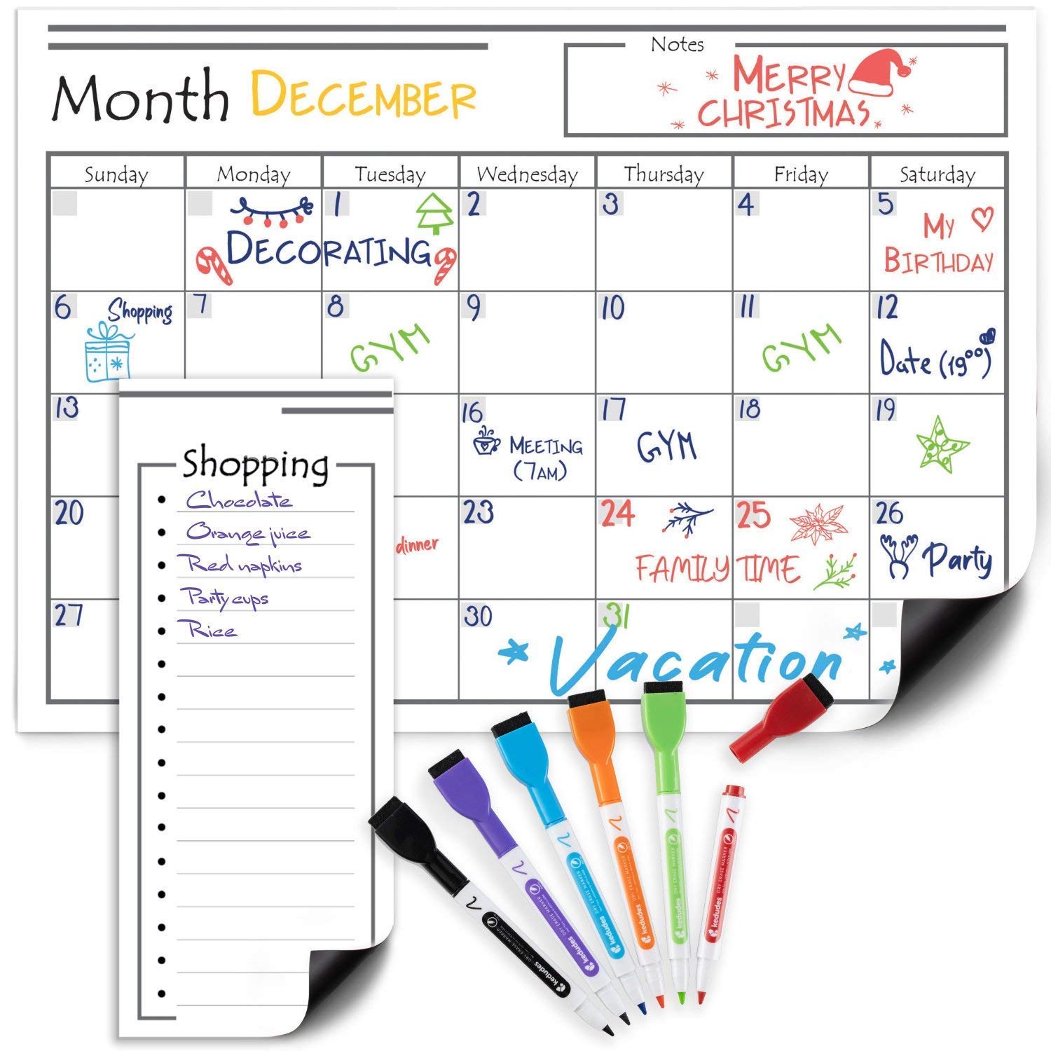 Mua Kedudes Dry Erase Calendar for Fridge Magnetic Set - 2pk Monthly ...