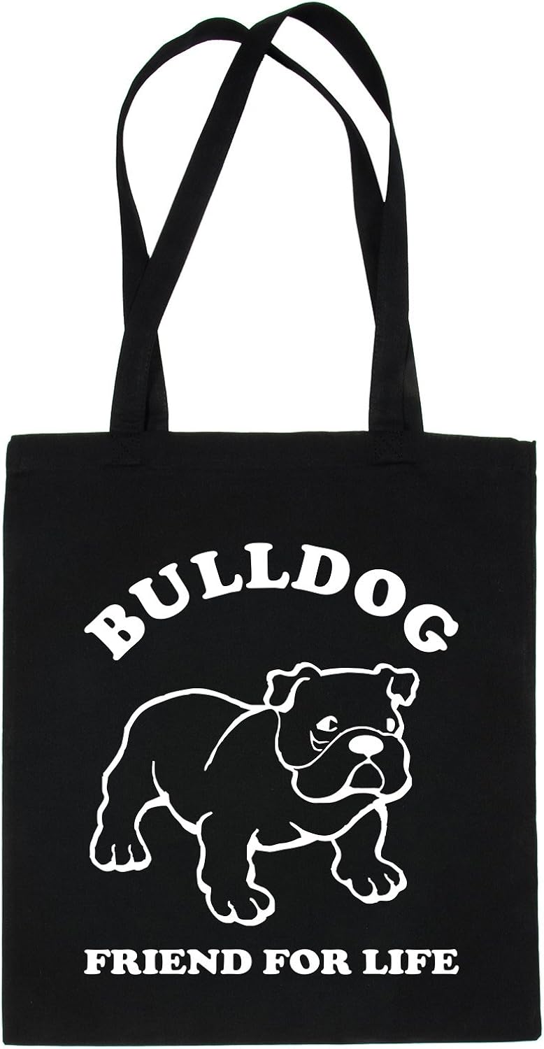 Print4u Bulldog Dog Lover Funny Shopping Tote Bag Ladies Gift Black ...
