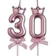 Amazon.com: AOOLADA 30th Birthday Candles, Rose Gold 30 Year Old Number ...