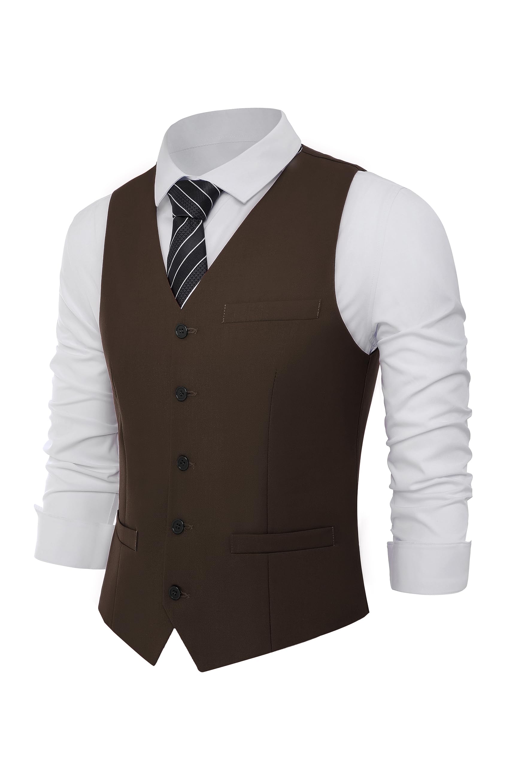 BABEYOND Men's Suit Vest Slim Fit Waistcoat Business Dress Vests for ...