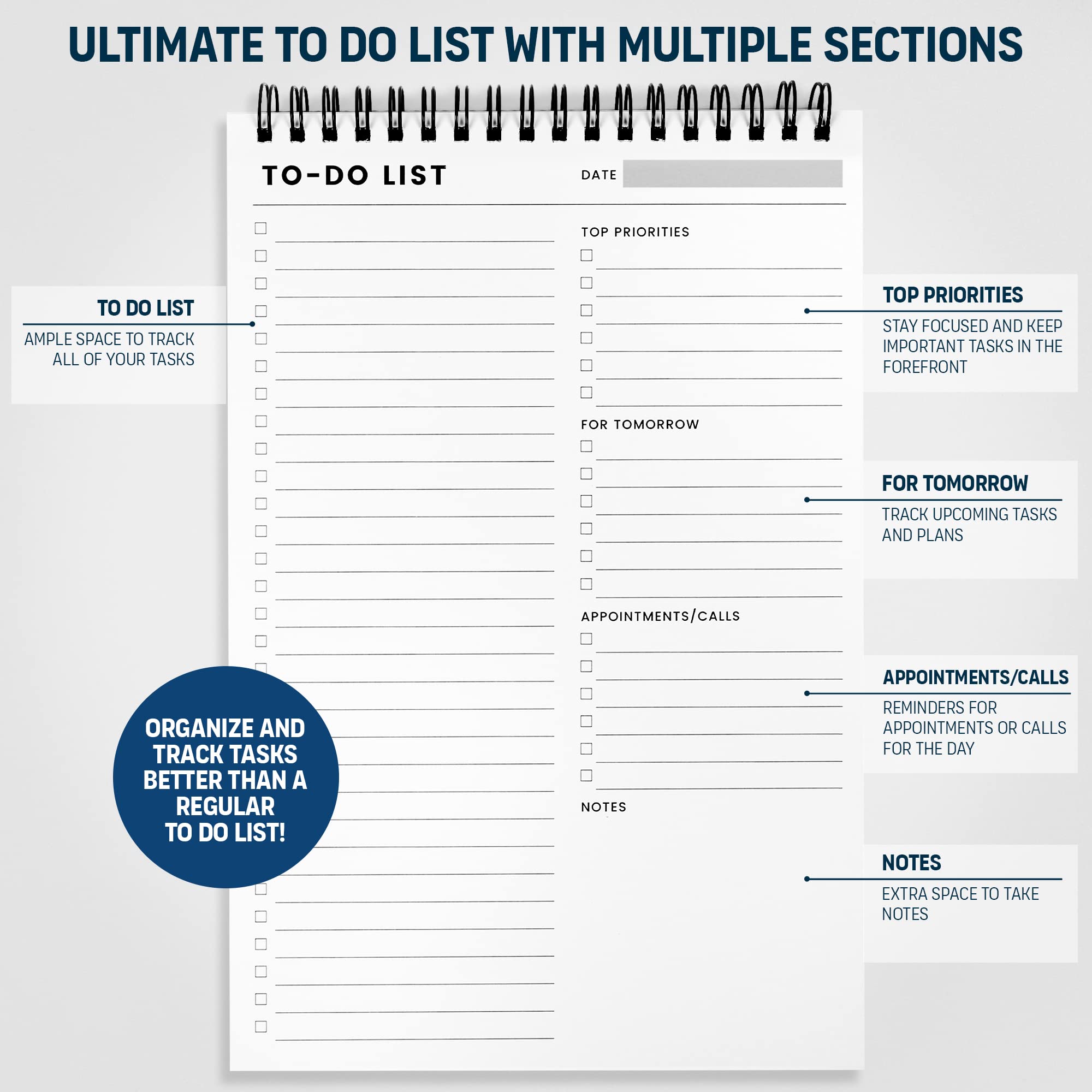 Mua To Do List Notepad: With Multiple Functional Sections - 6.5 x 9.8 ...
