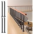 MM MELISEN Indoor Stair Railing Kits, Black Metal Baluster Posts, with ...