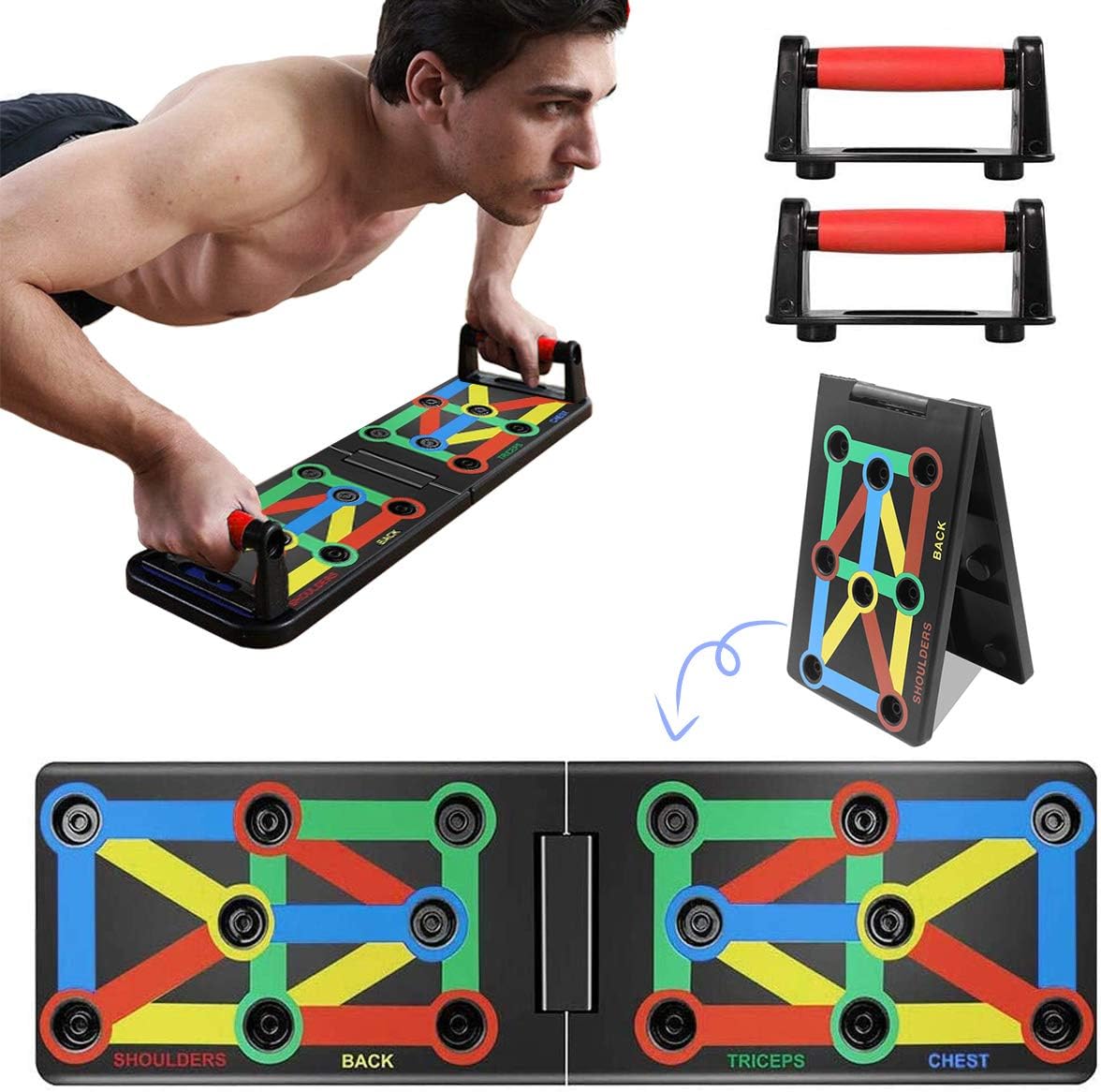 Jeteven Push Up Board,Foldable Portable Fitness Pushup Stands ...