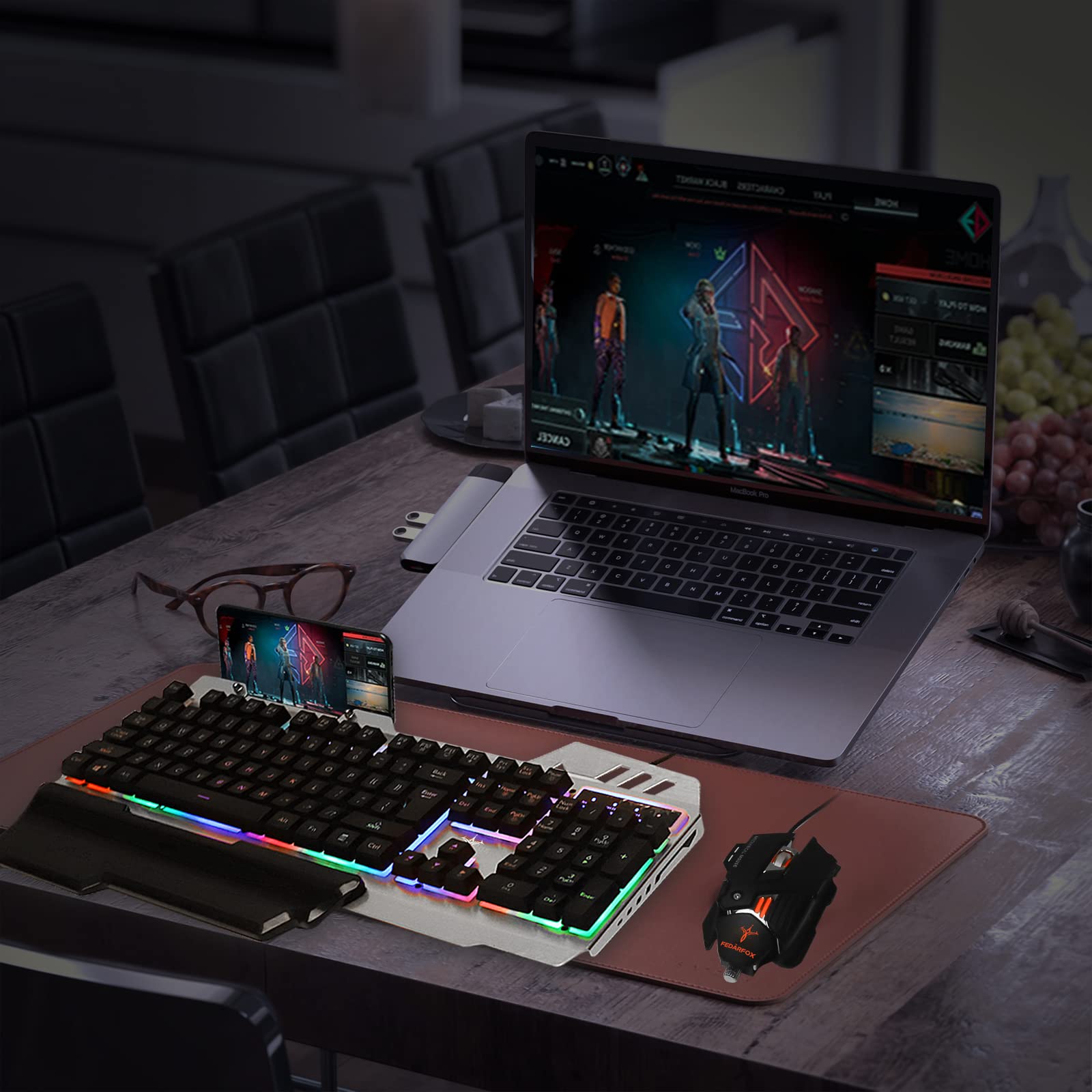 Mua Keyboard and Mouse Combo, FEDARFOX Compact Full Size Gaming Rainbow ...