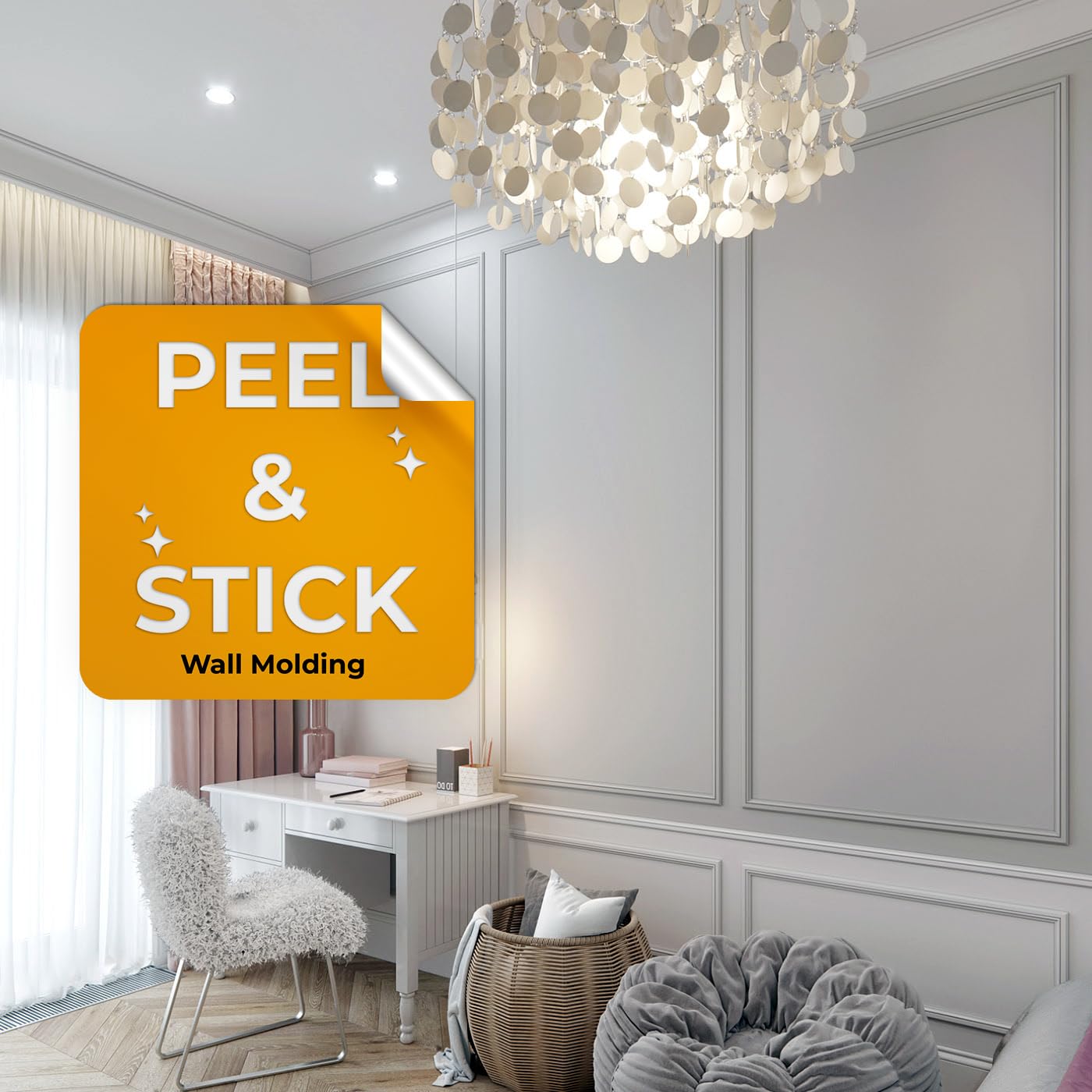 Birdeco Peel and Stick Pre-Cut Wall molding kit Pieces, All Edges ...