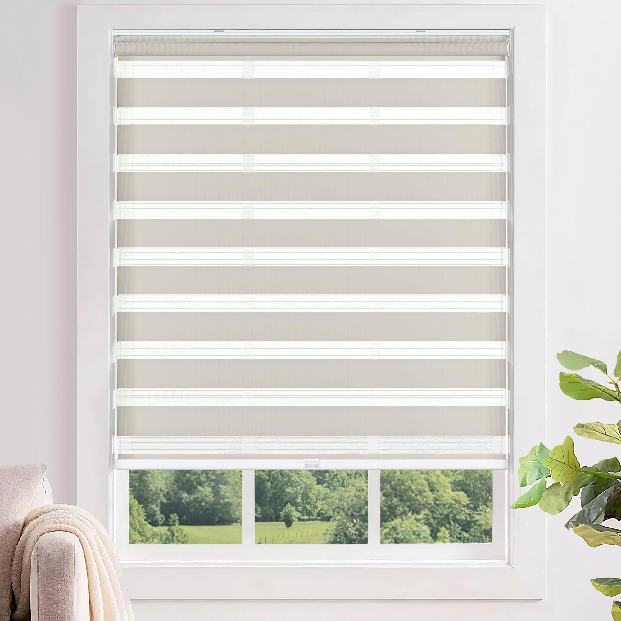 LazBlinds No Tools No Drill Cordless Zebra Blinds for Windows, Dual ...