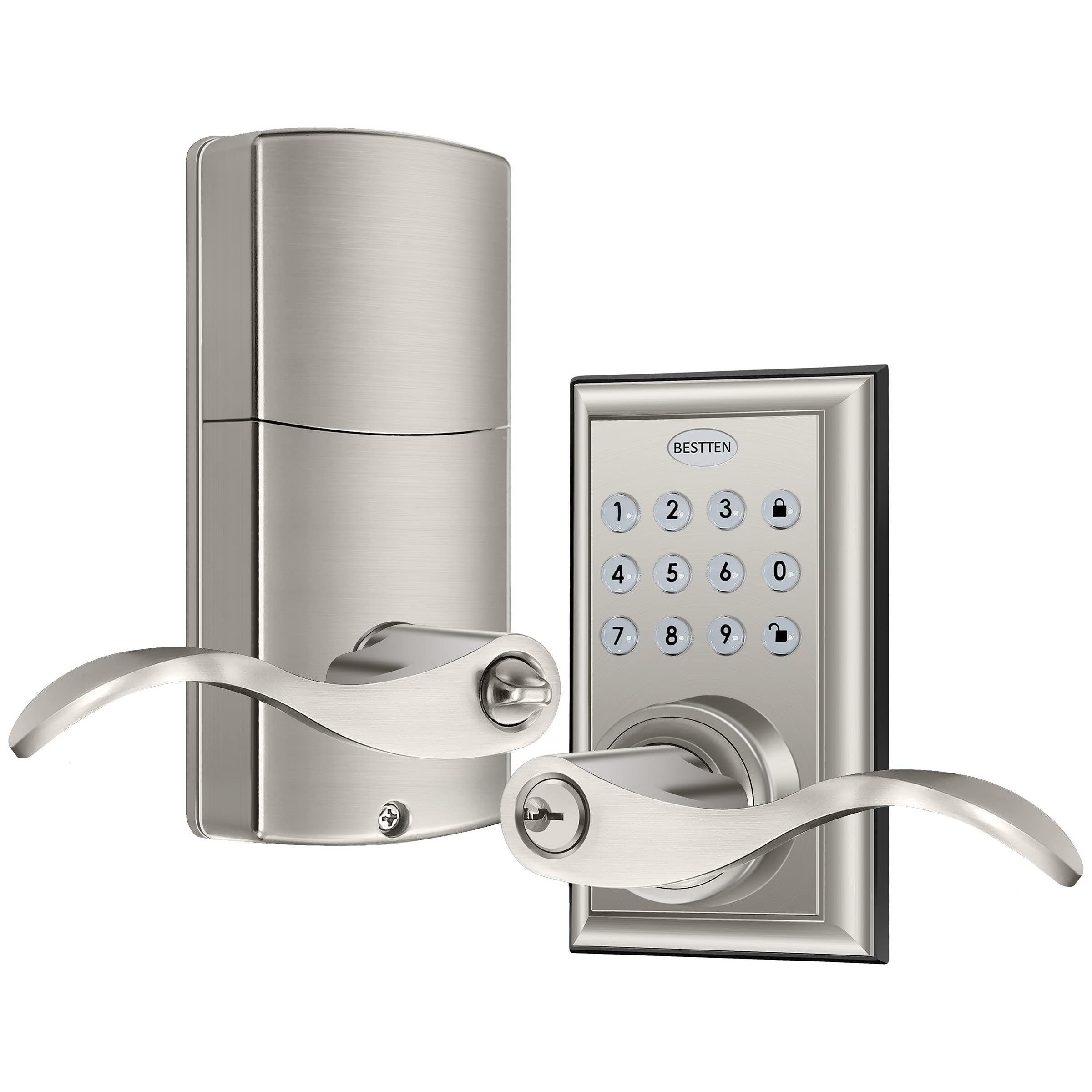 Mua BESTTEN Contempary Keypad Lever Door Lock with Reversible Handle ...