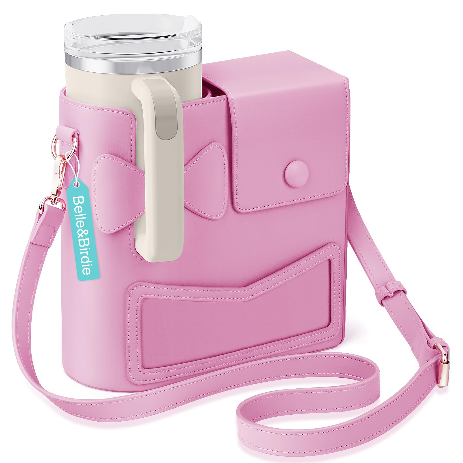 belle&birdie Water Bottle Carrier Bag with Phone Pocket for Stanley Cup ...