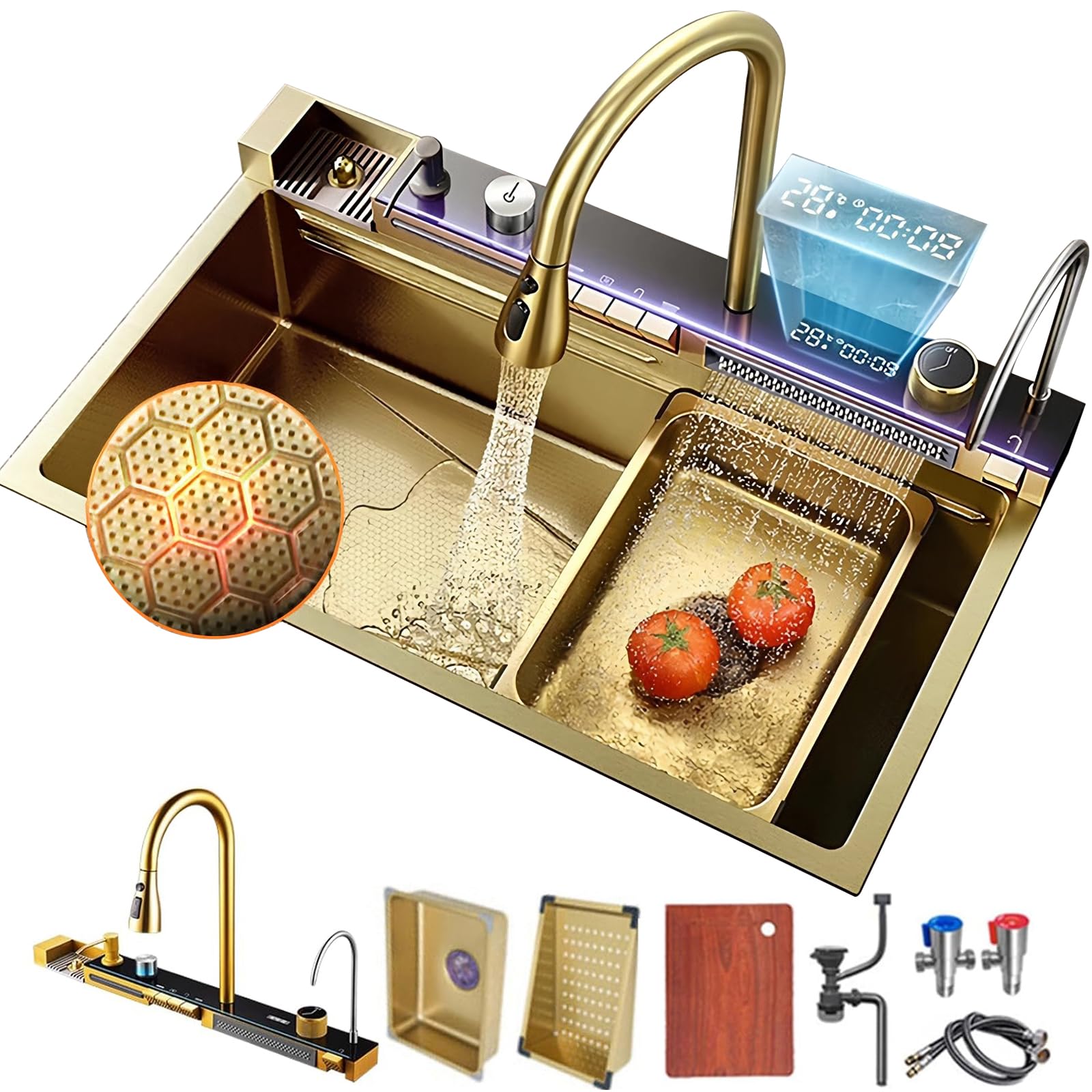 Kitchen Sink Deluxe Smart Waterfall Kitchen Sink Modern Multifunctional ...