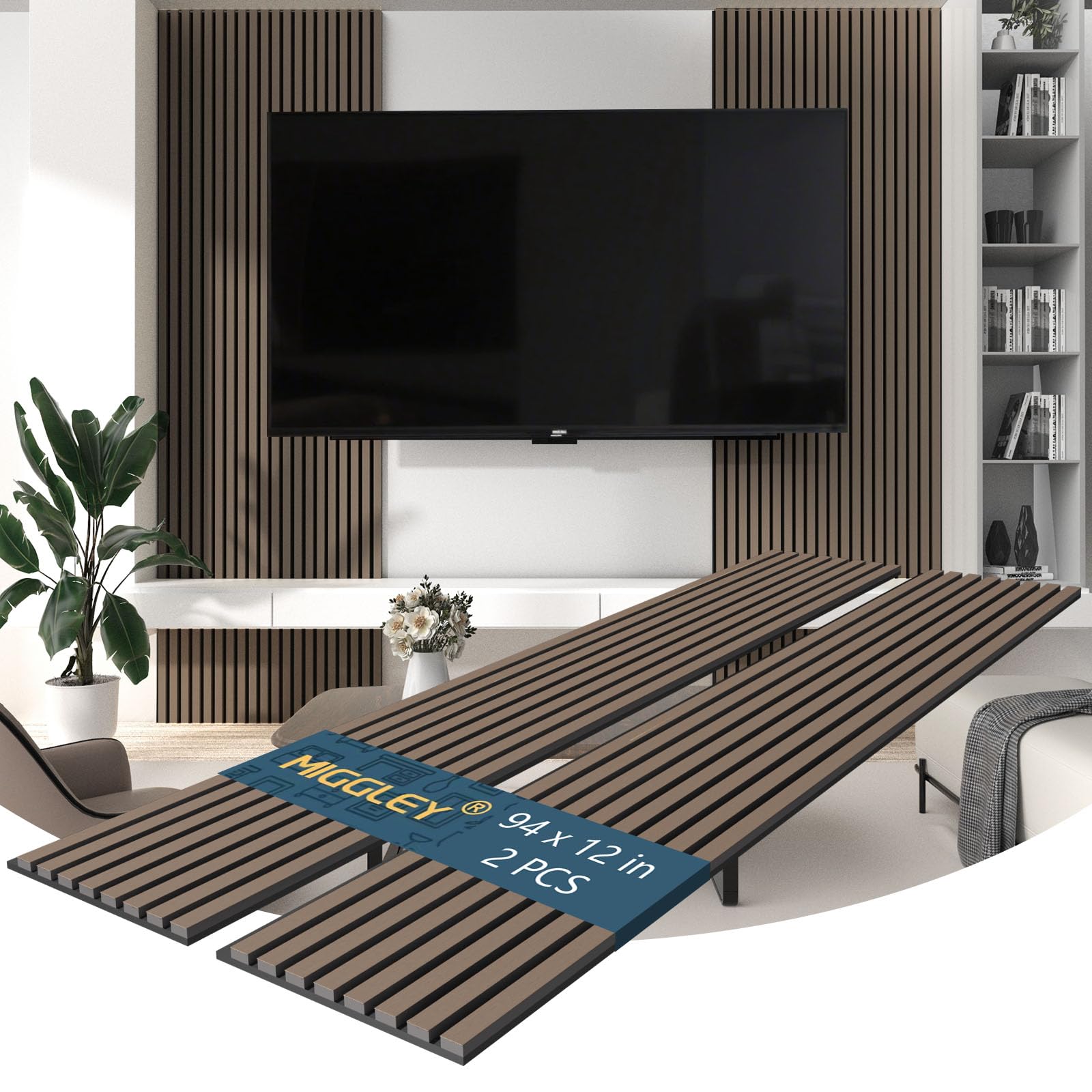 Acoustic Wood Wall Panels, Slat Wall Paneling for Home Living Room ...