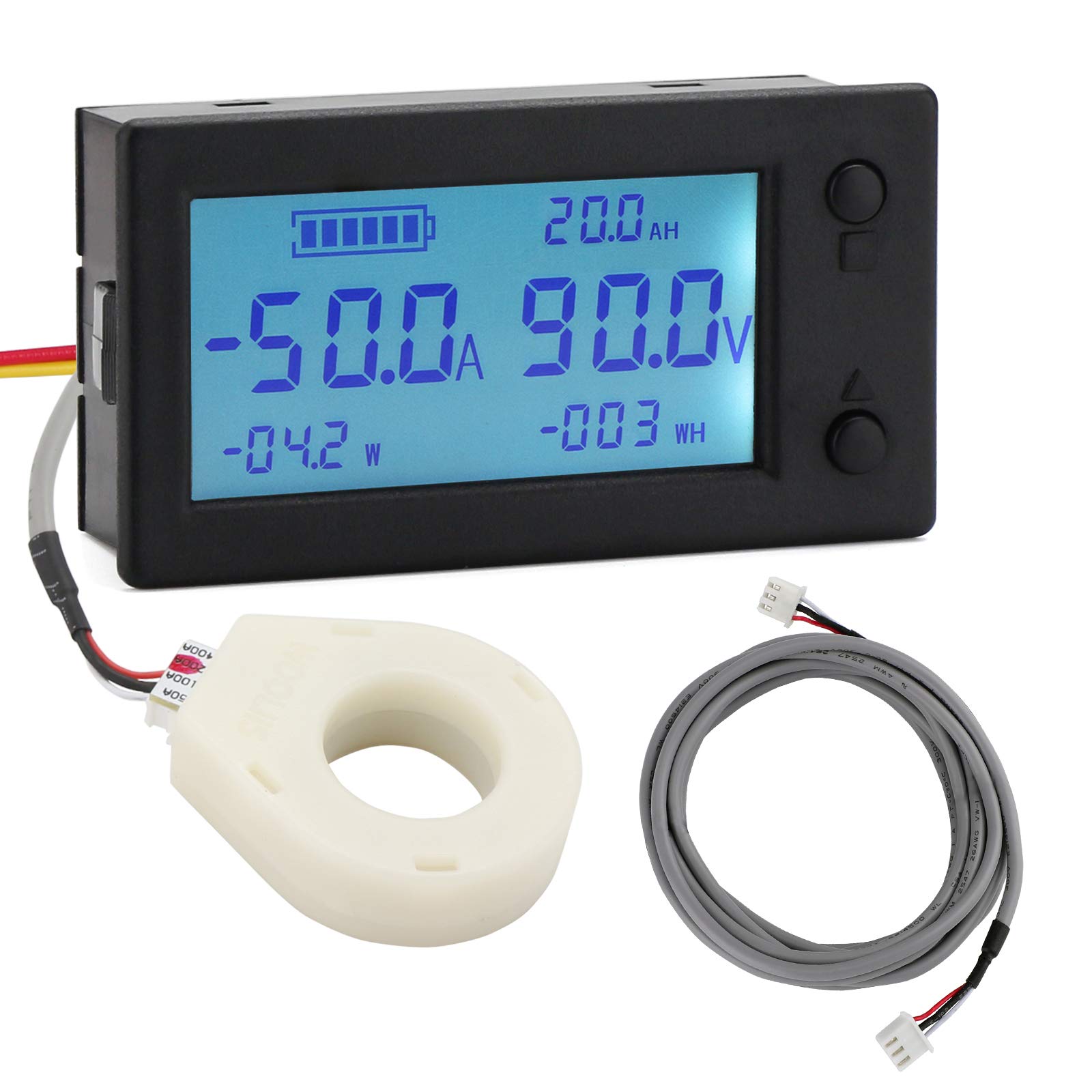DROK Battery Monitor, Amp Volt Power Watt Meter DC 0-300V 200A STN LCD ...