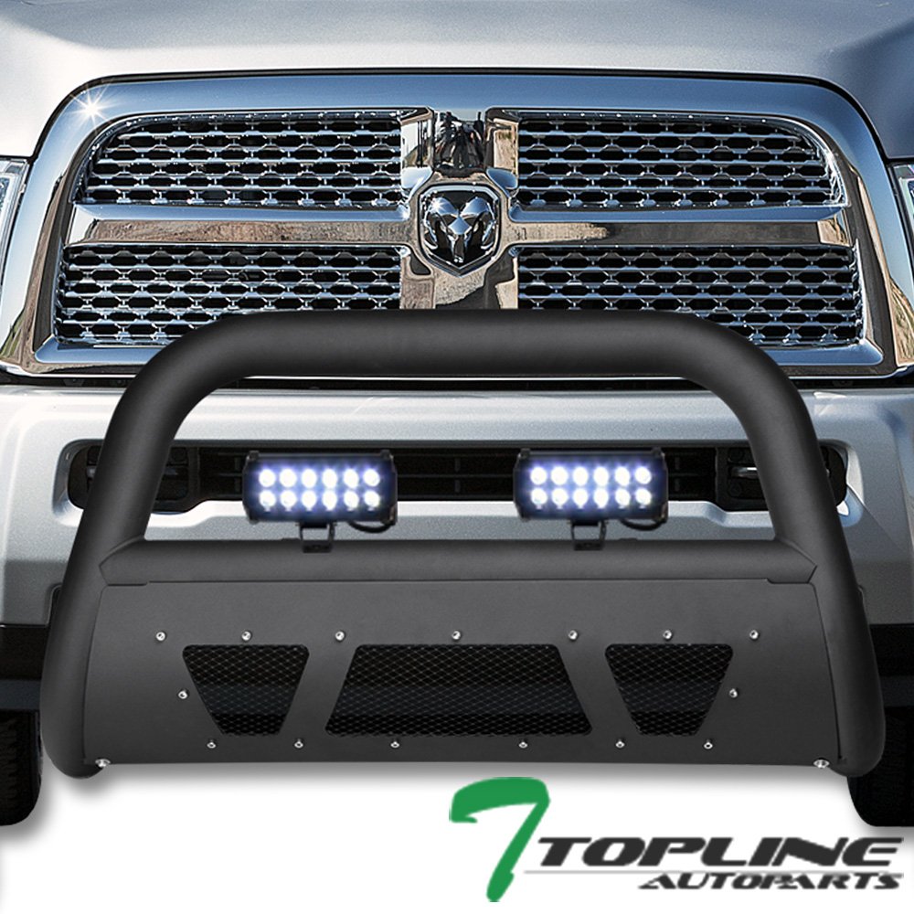 Buy Topline Autopart Matte Black Studded Mesh Bull Bar Brush Push Front ...