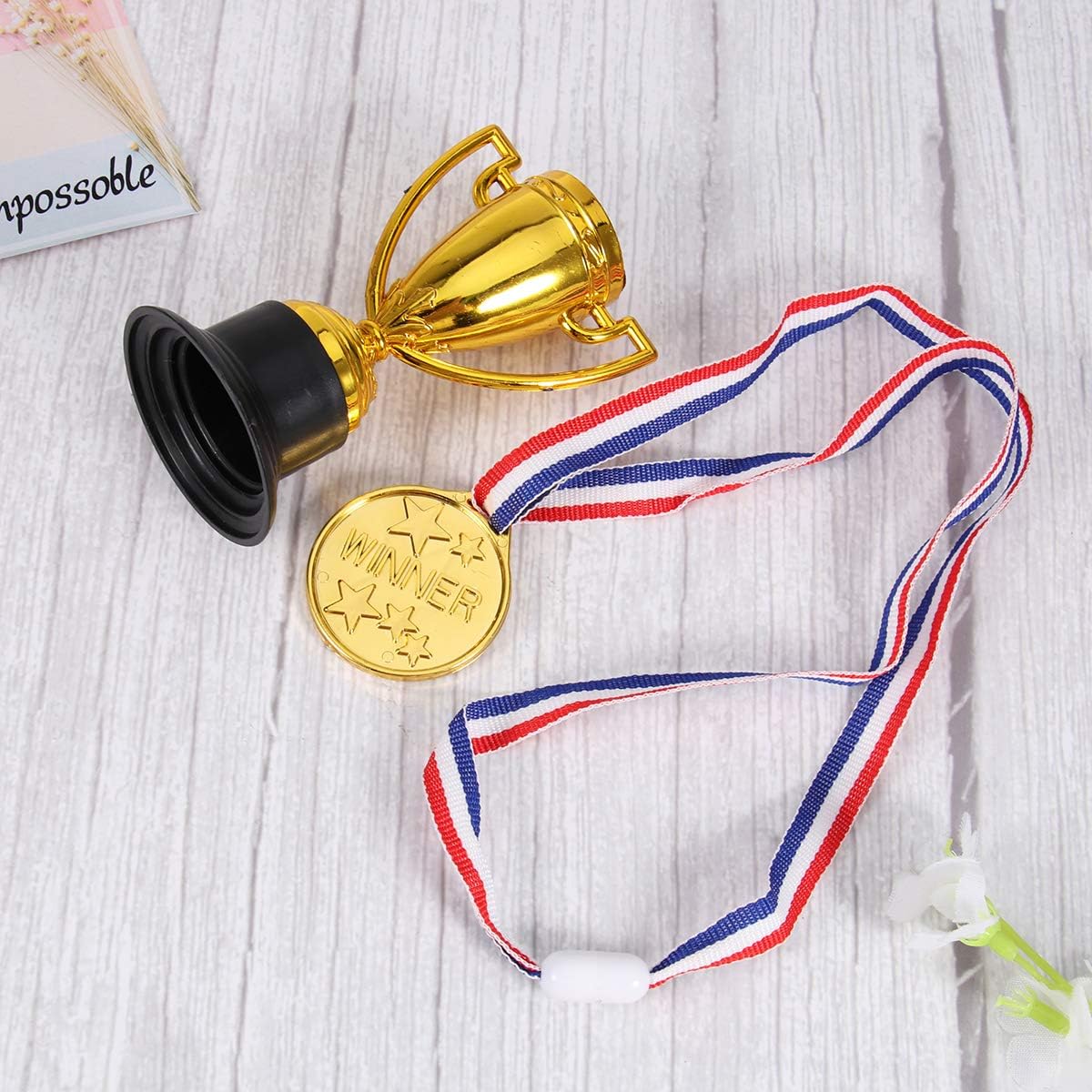TOYMYTOY Golden Toy Trophy Award Medals Set – 12 Pieces Winner Medals ...