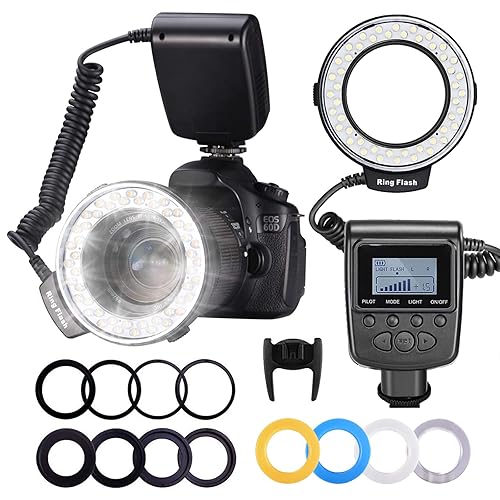 Nikon D3200 Ring Light RF-550D LED Macro Ring Flash - LCD Display & 8 ...