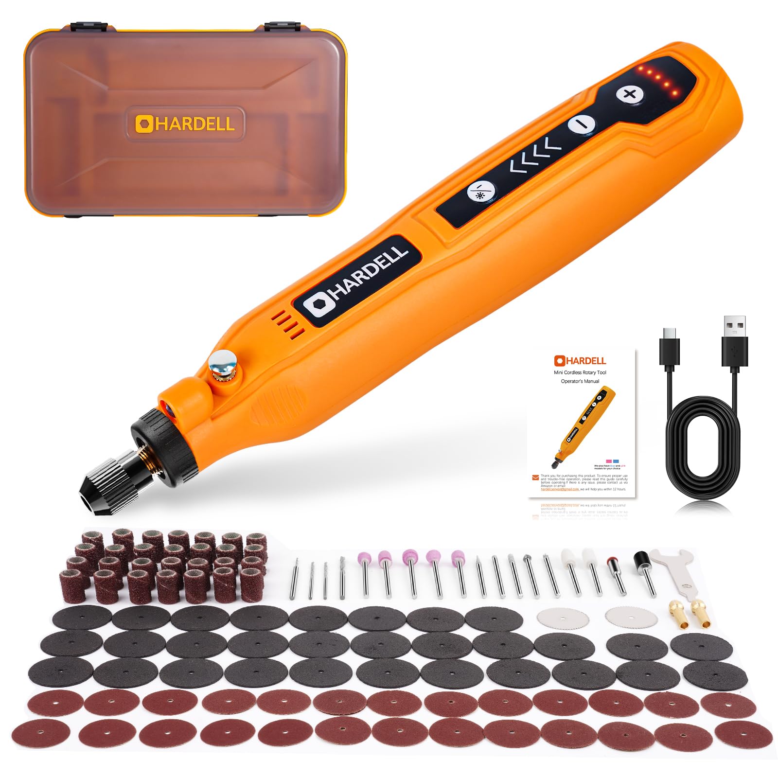 HARDELL Mini Cordless Rotary Tool, 5-Speed and USB Charging with ...