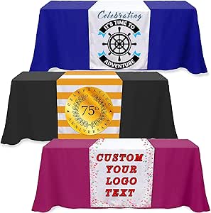 Amazon.com: Custom Table Runner 36"x72"with Business Logo or Your Text Personalized Tablecloth ...