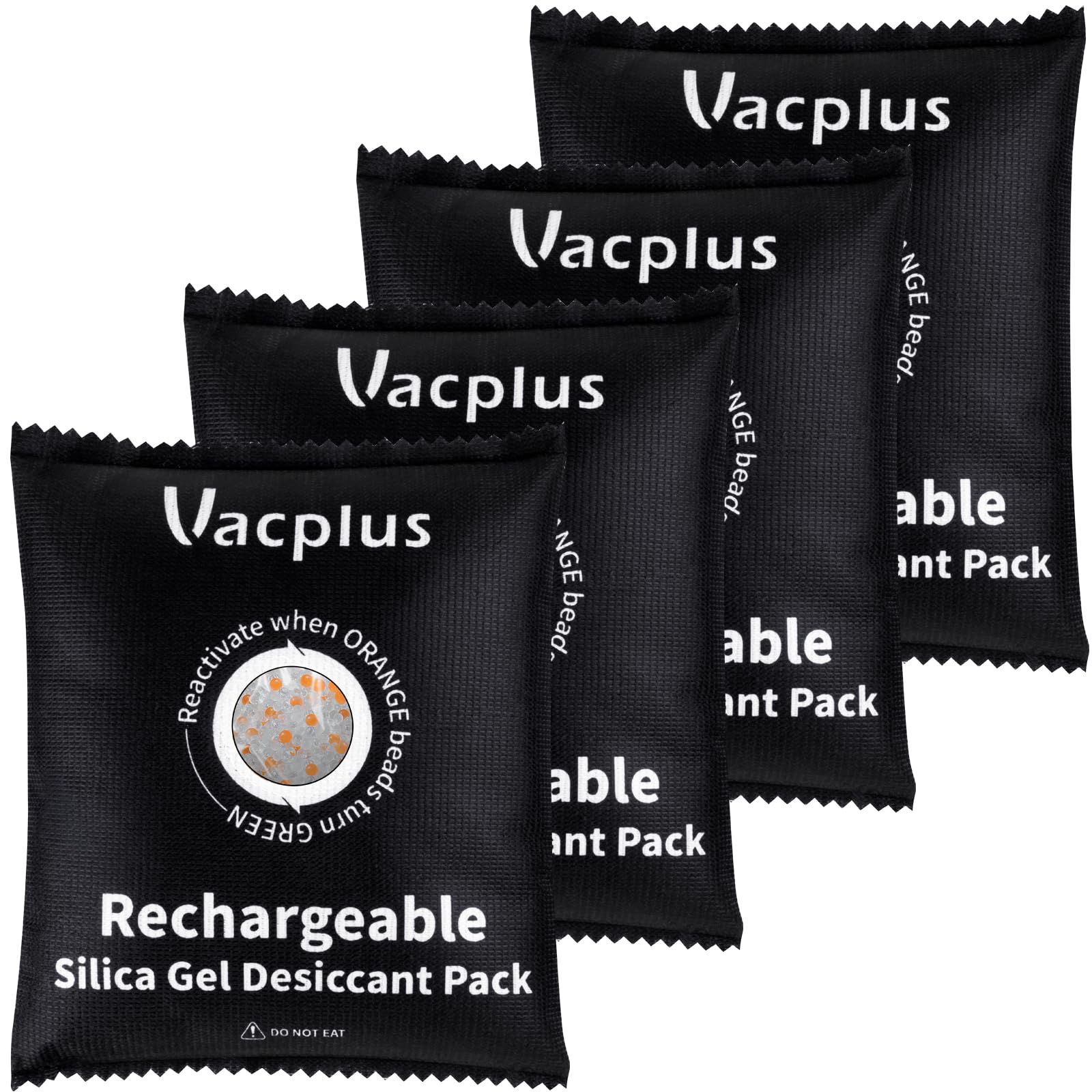 Vacplus 4 Pack 400g Reusable Desiccant Packs for Storage, Large Silica ...