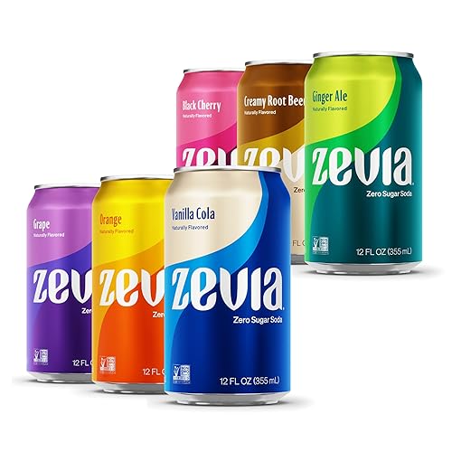 Zevia Zero Sugar Soda, Rainbow Variety Pack, 12 oz Cans (24-Pack ...