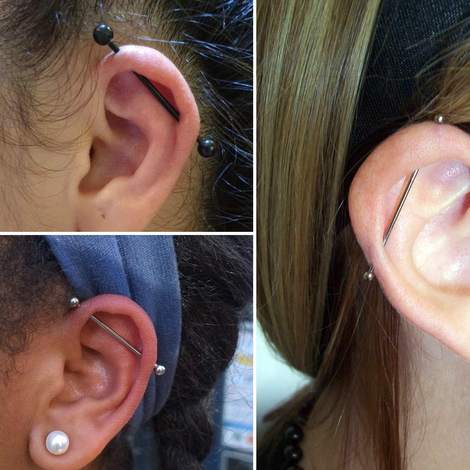 Briana Williams Industrial Bar Piercing Surgical Steel Scaffold Bars 14G 38mm Cartilage Earring ...