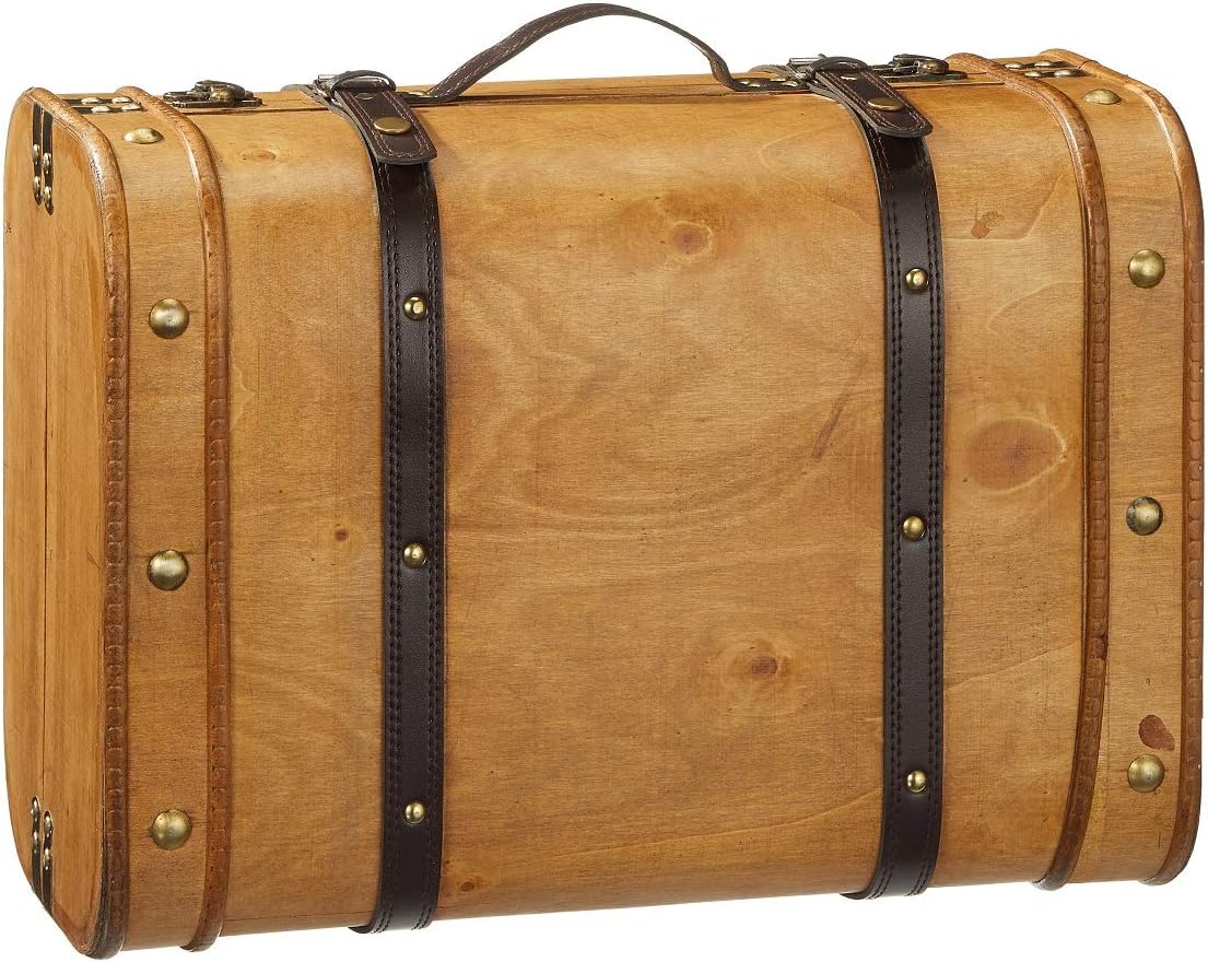 Holzkoffer Schatzkiste Deko Koffer Holz 45 x 33 x 23 cm: Amazon.de ...