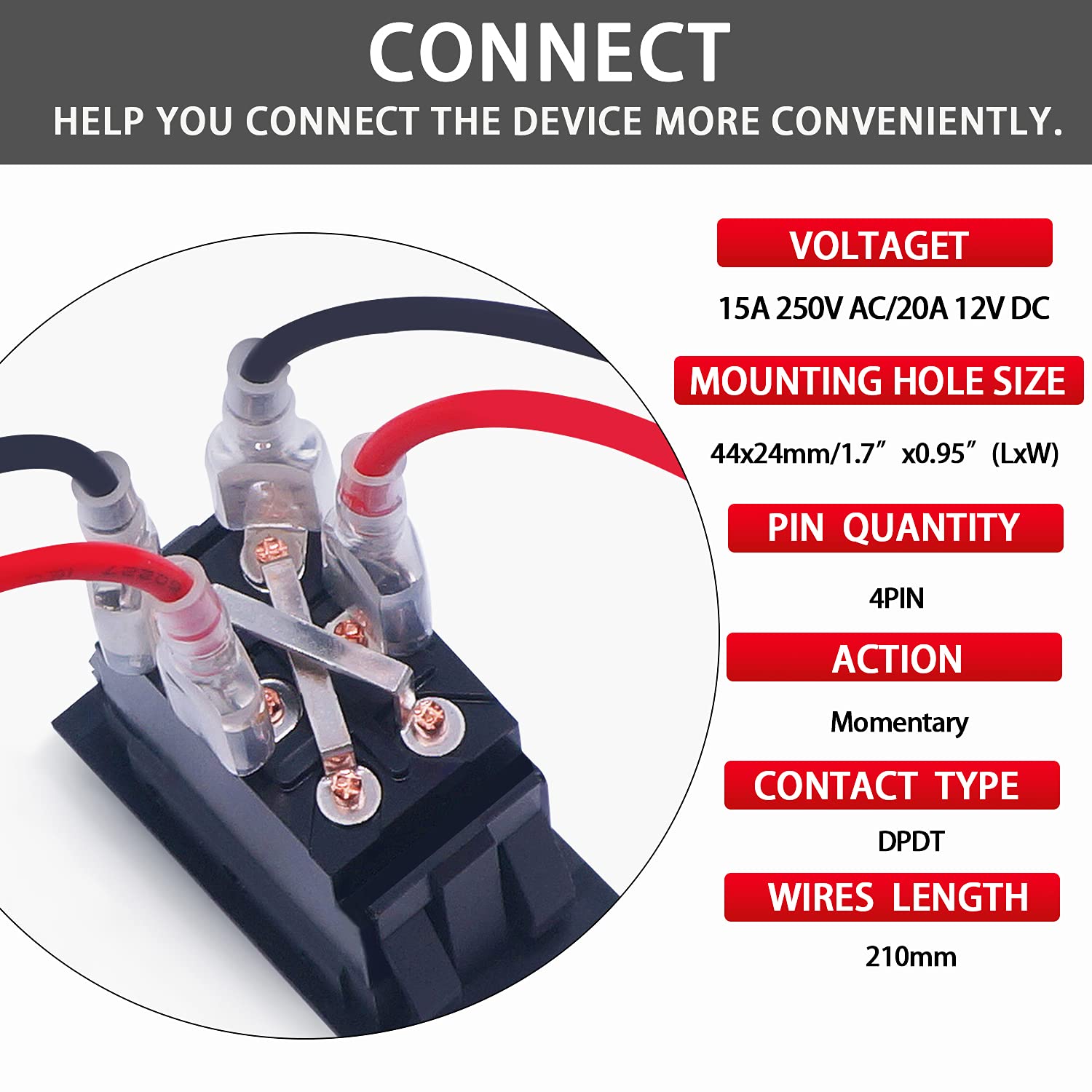 -Off- ON mankk Reverse Polarity Toggle Momentary Rocker Switch Power RV ...