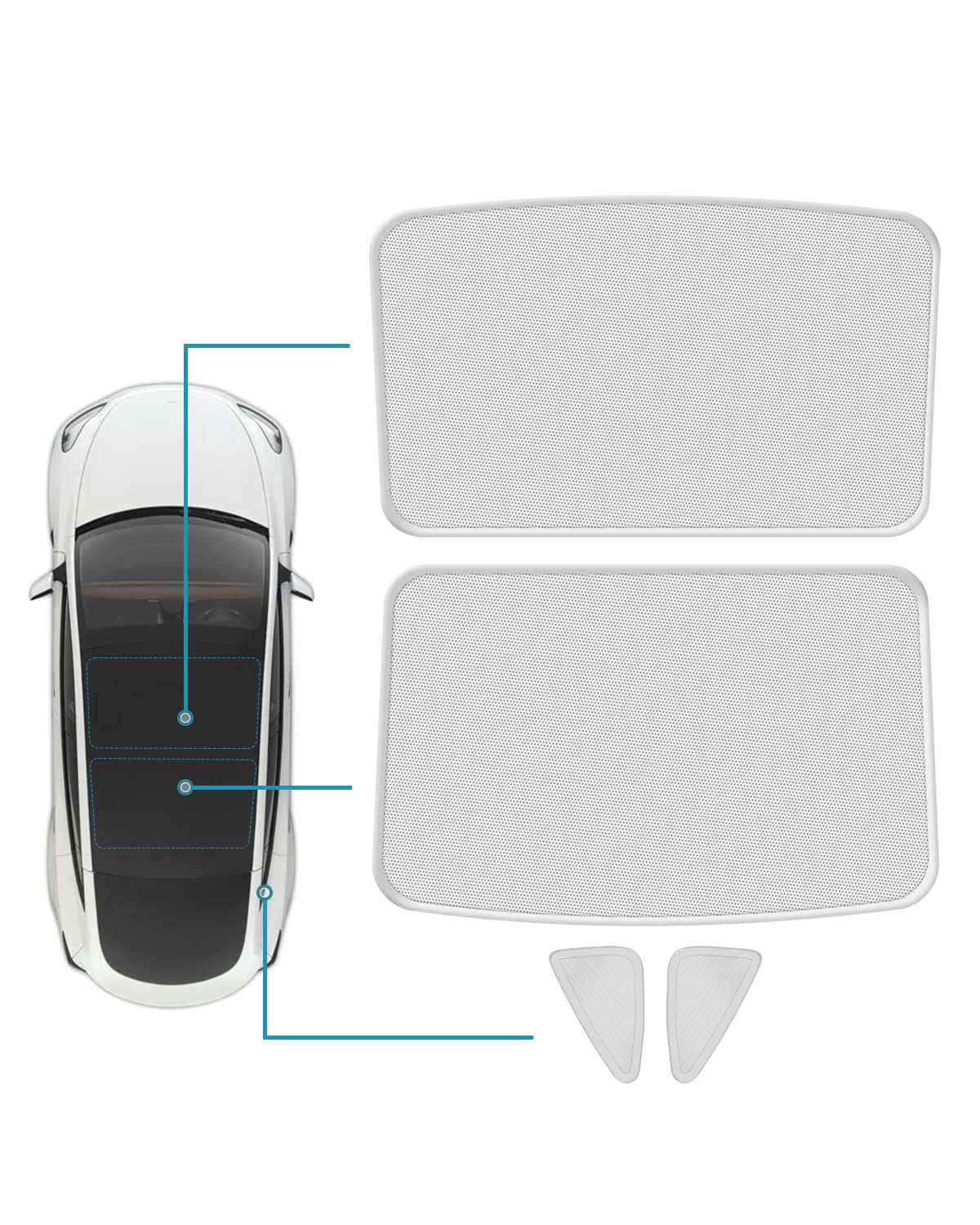 4PC Tesla Model 3 Roof Sunshades, 2 in 1 Ice Crystal Sunshades for ...