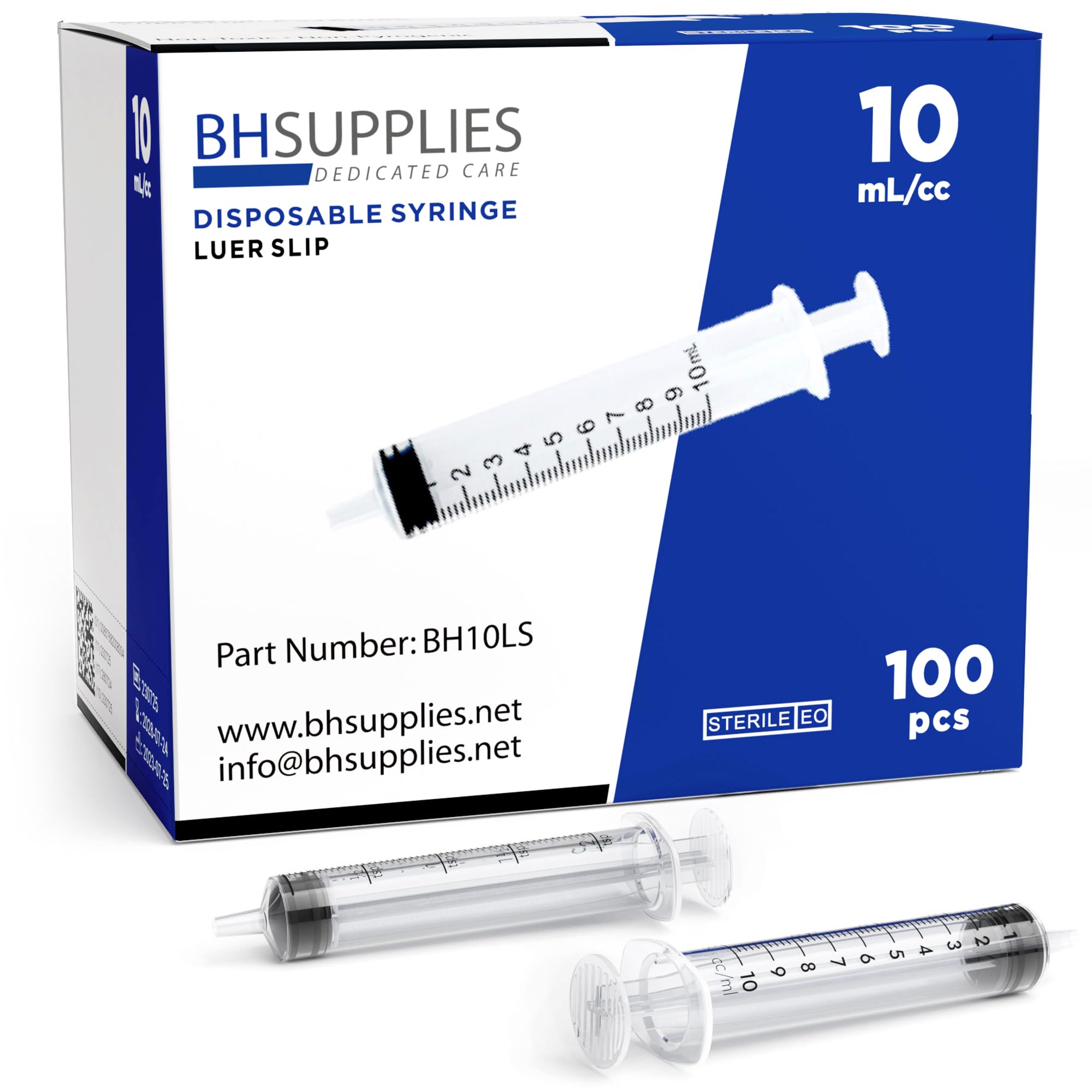 Mua BH Supplies 10ml Luer Slip Tip Syringes (No Needle) - Sterile, Individually Wrapped - 100 ...