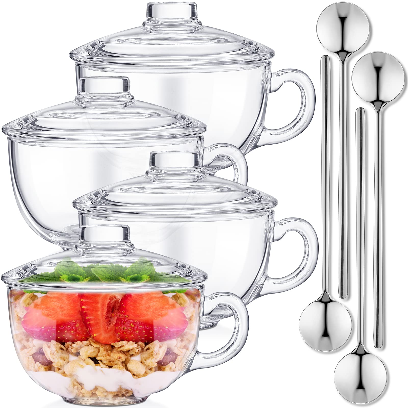 Didaey Set Of 4 Glass Cereal Bowls Microwave Safe Glass Soup Bowls With
