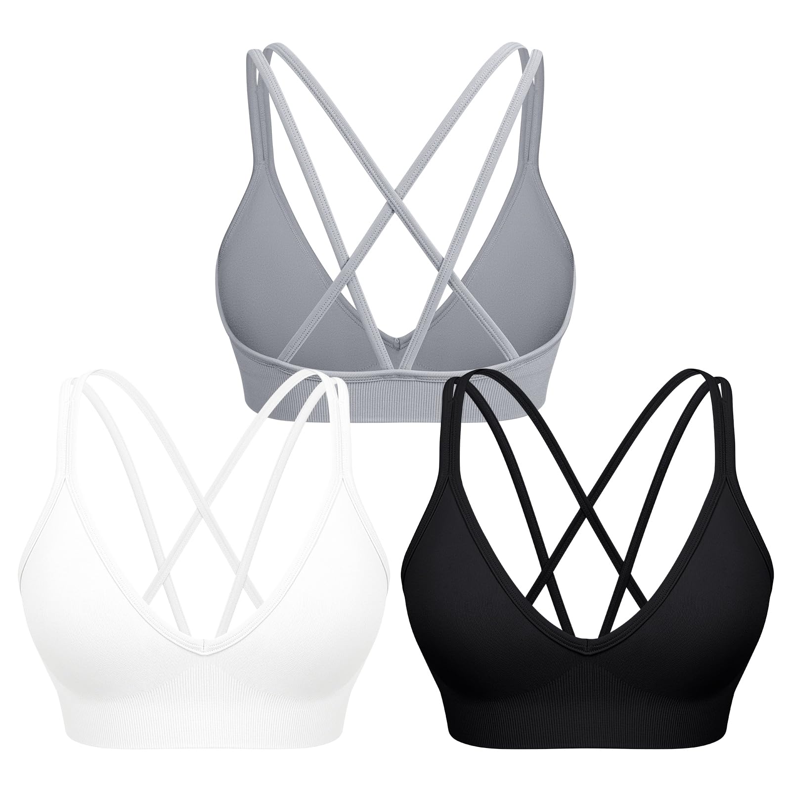 WANAYOU Sport Bras for Women, V-Neckline Sports Bra, Cross Back ...