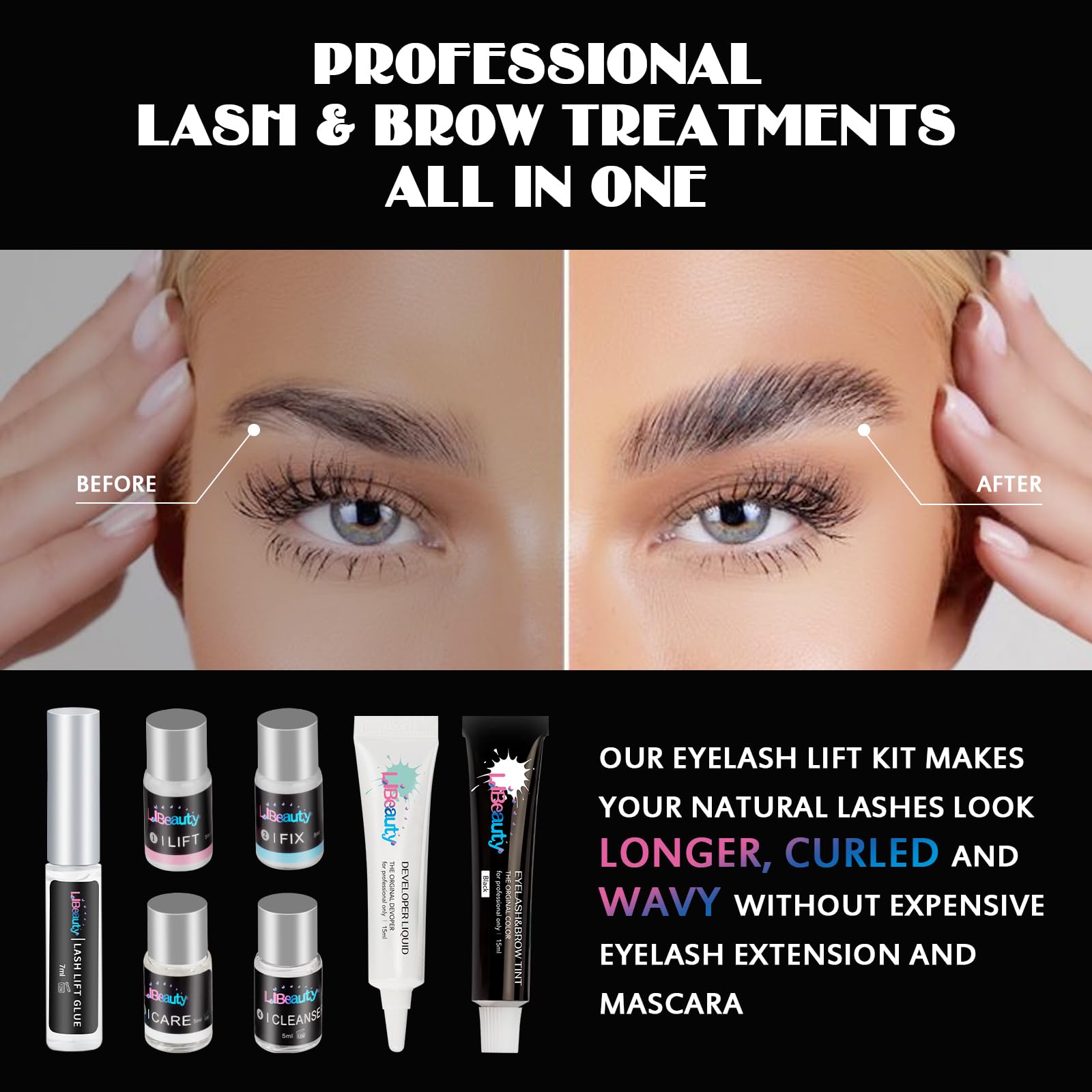 Libeauty Eyelash Lift and Color Kit Brow Lamination with Black Lash ...