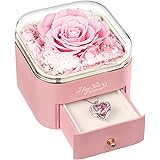 Amazon.com: NEWNOVE Preserved Purple Real Rose with Purple Necklace ...