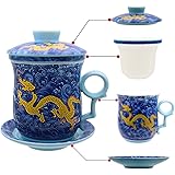 Amazon.com | Tea Talent Porcelain Tea Cup with Infuser Lid and Saucer ...
