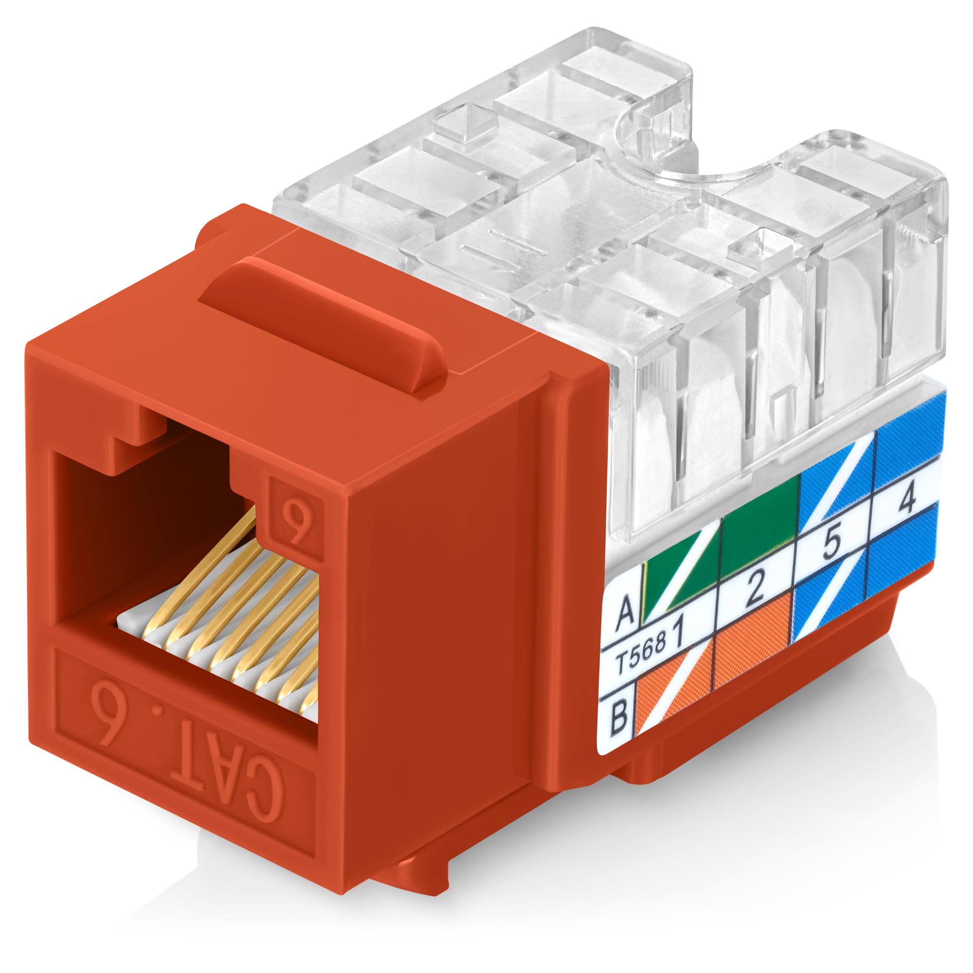 Everest 90° Angled Cat6 Keystone Jack 50-Pack in Orange - Slim Profile ...
