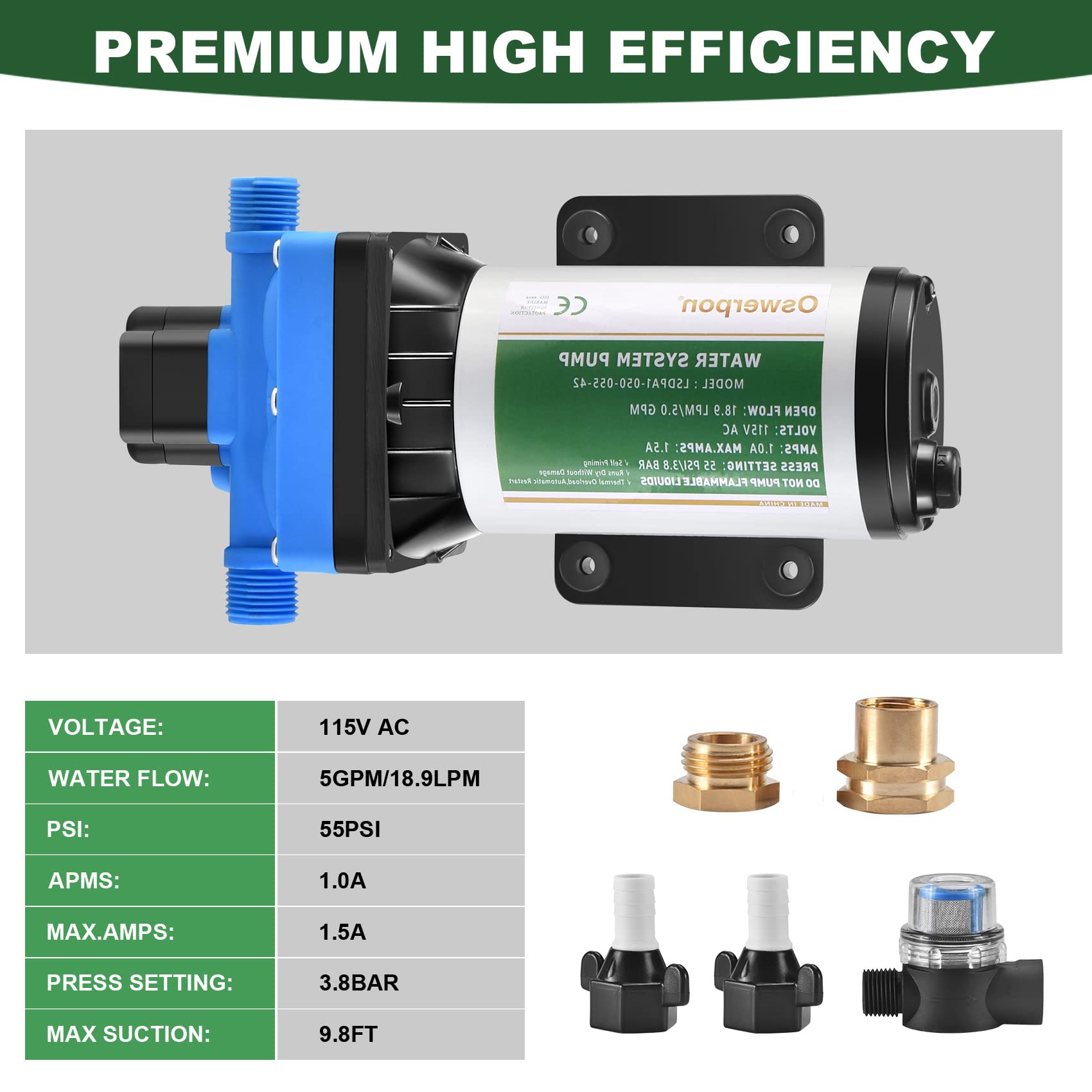 Mua Oswerpon Water Diaphragm Pump, 115V AC Water Pressure Booster Pump ...