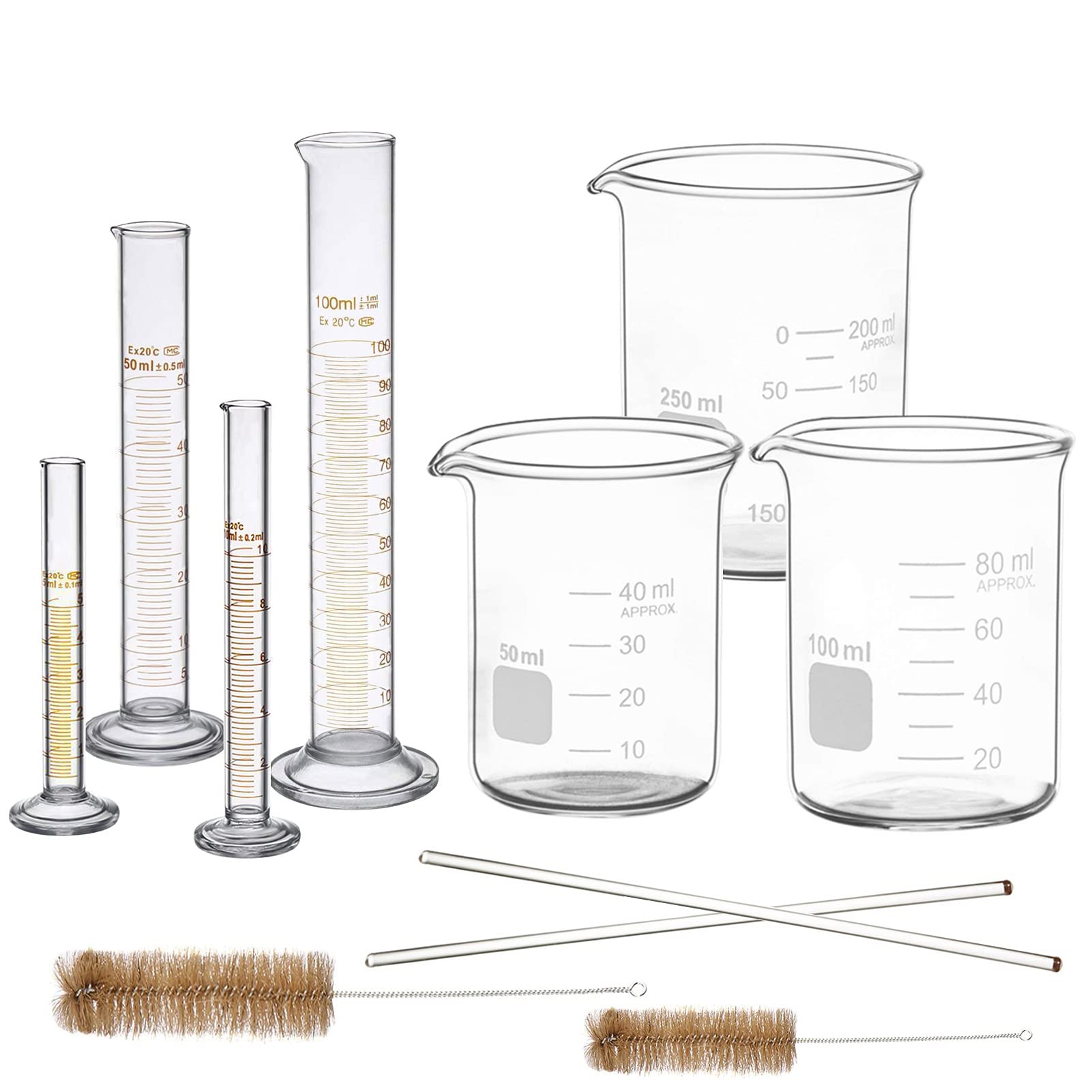 Mua Thick Glass Graduated Measuring Cylinder Set 5ml 10ml 50ml 100ml Glass Measuring Beaker Set ...