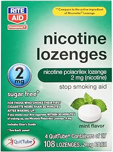 Amazon.com: Rite Aid Mint Nicotine Lozenges, 2mg - 108 Lozenges | Quit ...
