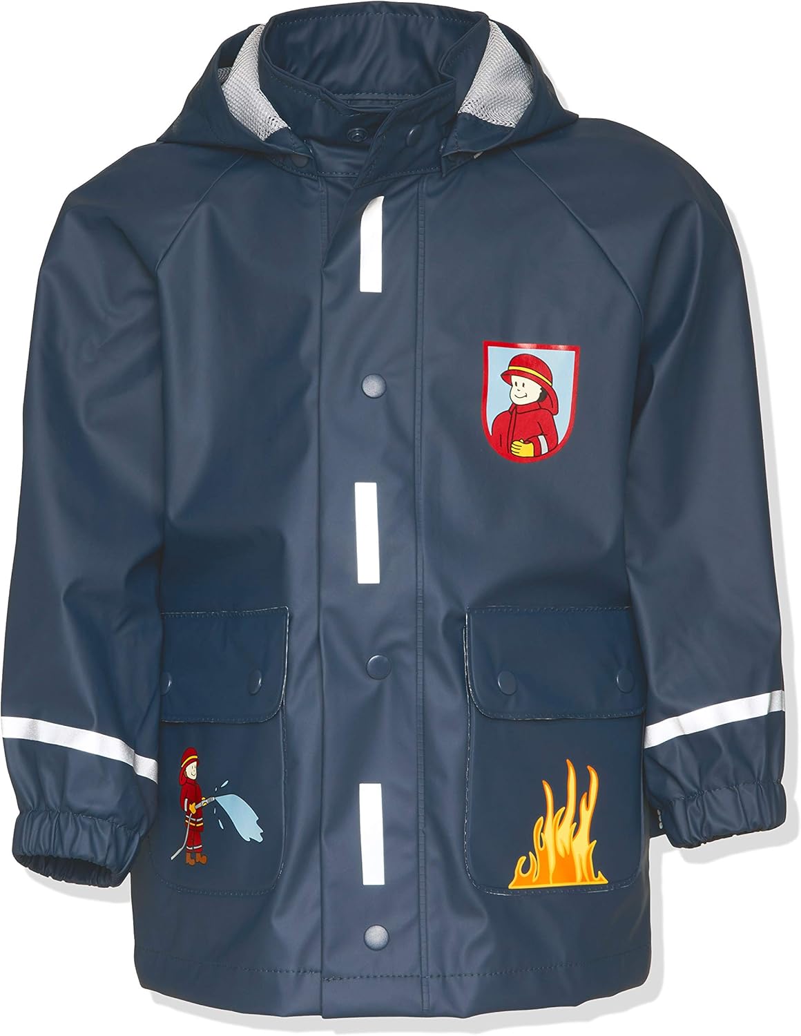 Playshoes Fireman Collection Waterproof Reflective Rain Jacket: Amazon ...