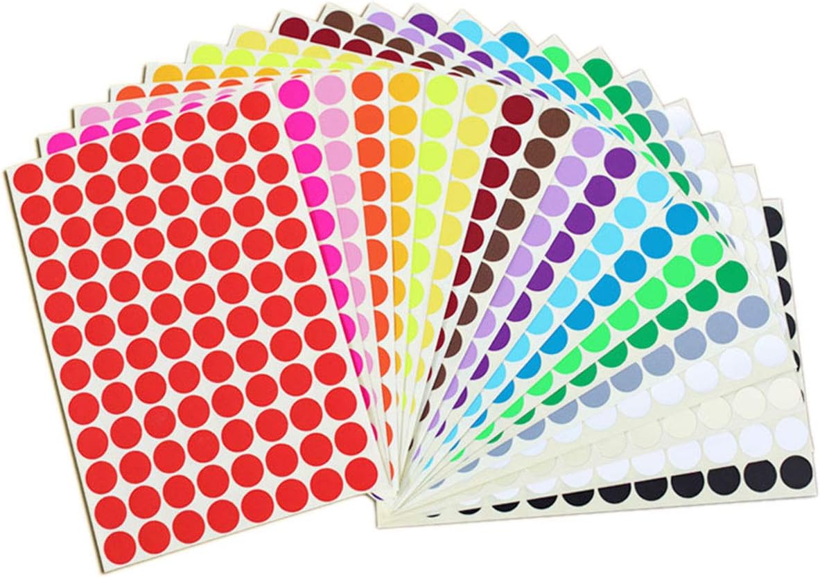 Runde Punkt-Aufkleber, 1920 Stück, 20 Farben, selbstklebende Codierungs ...