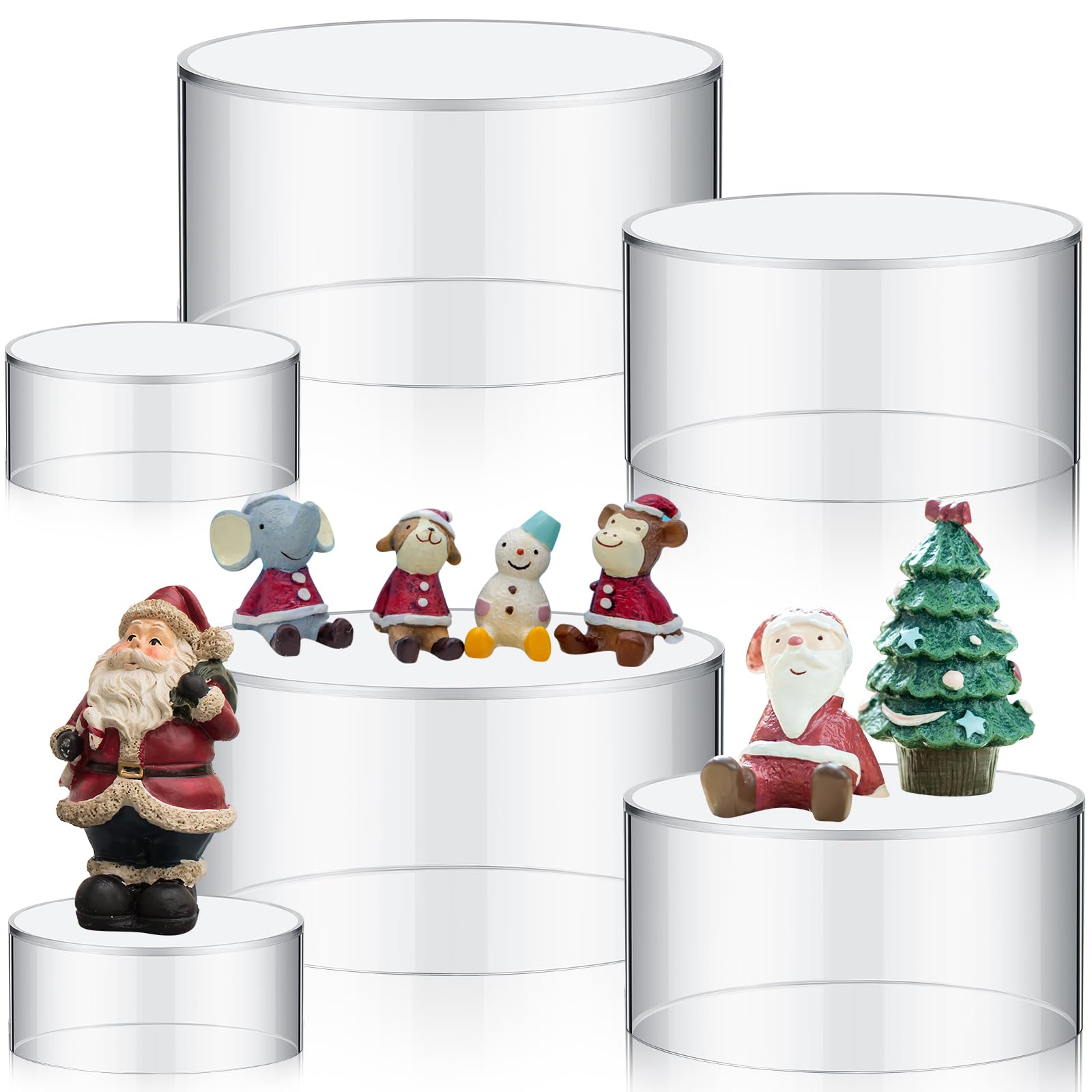 Jerify 6 Pcs Acrylic Risers Display Stands, 5.91'' 5.12'' 3.54'', Clear ...